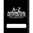 A-Z Alphabetical Notebook 8.5"x11" Large Size Ruled Journal with Index ...