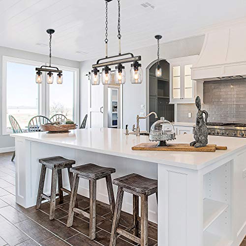 LOG BARN Rustic Mason Jar Lights, Farmhouse Chandelier Metal Finish ...