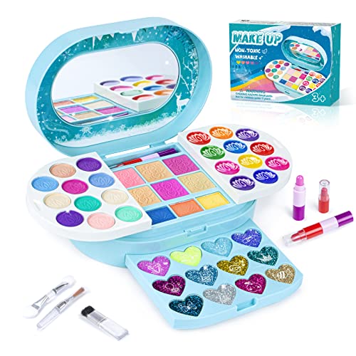 KIDCHEER Kids Makeup Kit for Girls, 42 Pcs Washable Frozen Makeup Kit ...