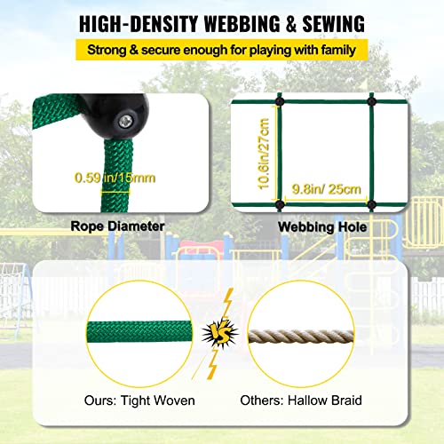VEVOR Climbing Cargo Net, 30" x 89" Climbing Net, Polyester Playground ...