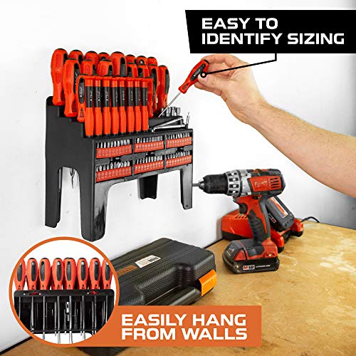 100 Piece Magnetic Screwdriver Set with Organizer Rack | Pricepulse