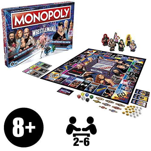 Hasbro Gaming Monopoly: Wrestlemania Edition Board Game for Ages 8 and ...