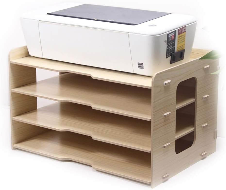 DESTDOU Desktop 4 Layer File Holder, Wooden Multi-layer Office Bookcase ...