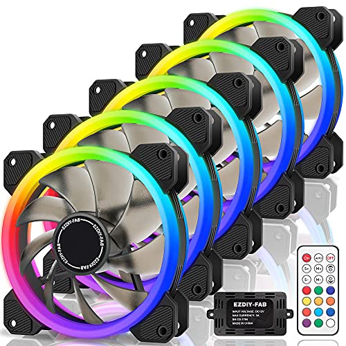 EZDIY-FAB Dual Ring 120mm RGB Case Fan 5-Pack,Quiet Edition High ...
