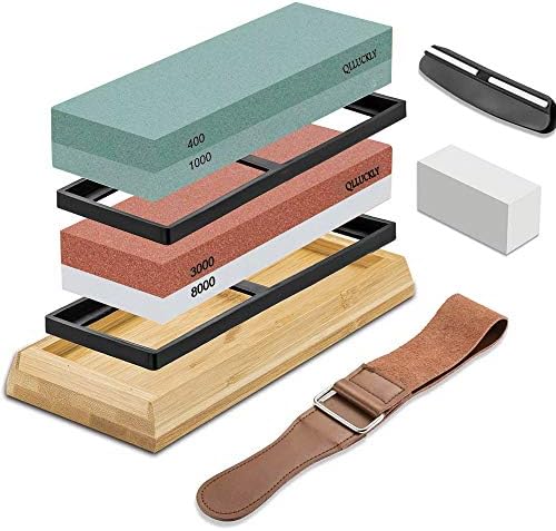 Sharpening Stone Set Dual Side Grit Whetstone 400/1000 3000/8000 Knife ...