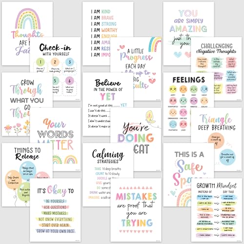 Decorably 18 Mental Health Posters for Office - 8x10in SEL Posters for ...