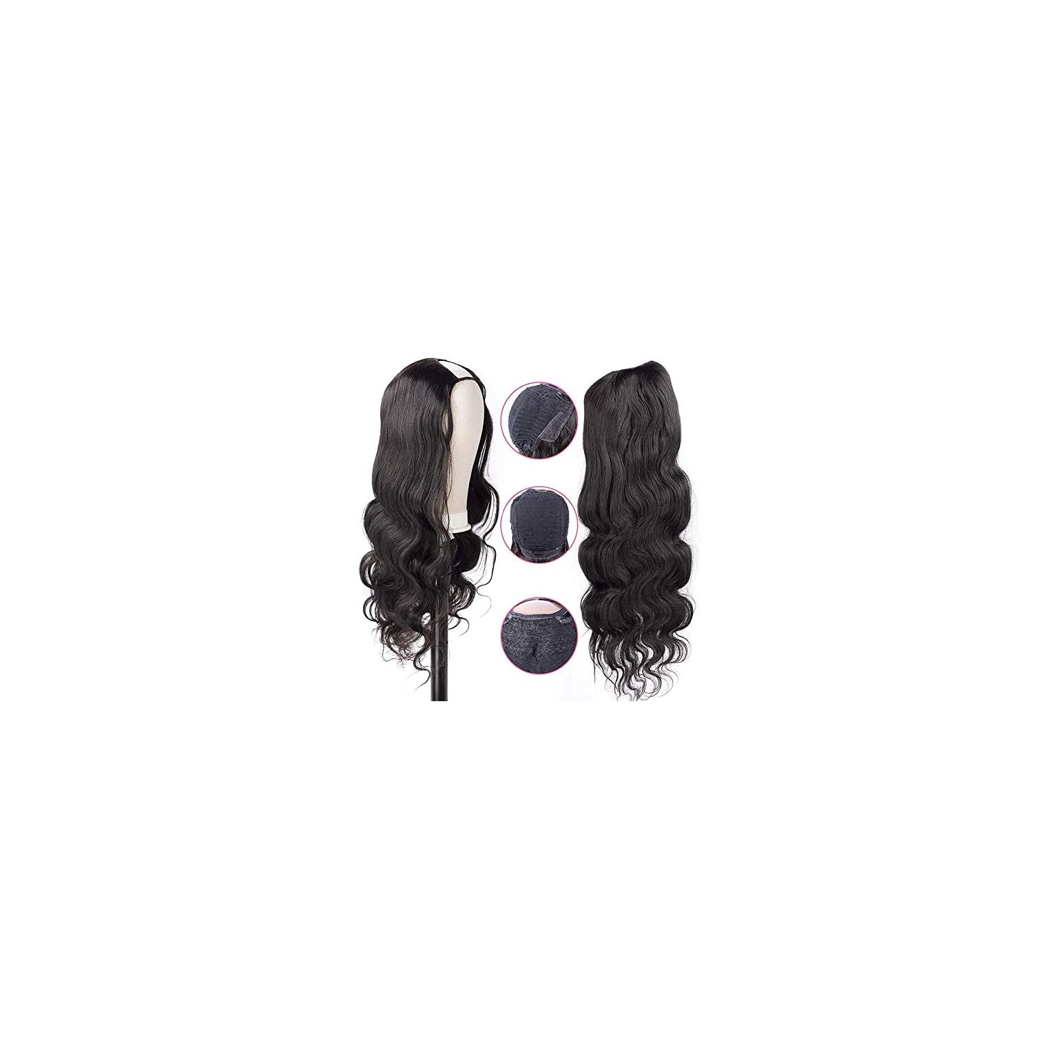 Nvnvdij U Part Wigs Body Wave Brazilian Virgin Human Hair 2''x 4'' U ...