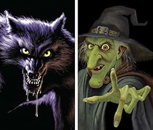 Amazon.com: Werewolf & Wily Witch Translucent Window Decorations ...