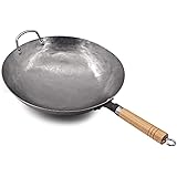 Amazon.com: Big 16 Inch Heavy Hand Hammered Carbon Steel Pow Wok with ...