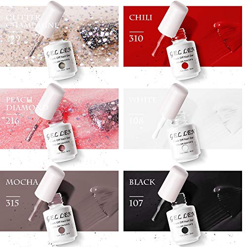 Gellen Gel Nail Polish Set - 6 Colors Collection Soak Off Nail Art Home ...