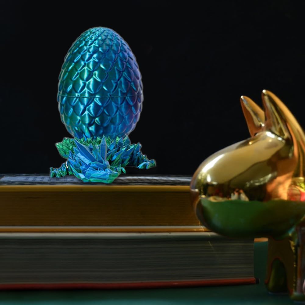 YILCER 3D Printed Dragon Egg, Mystery Crystal Dragon Egg Fidget Toys ...