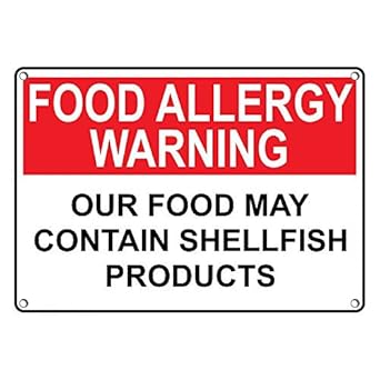 Weatherproof Plastic Food Allergy Warning Food Contain Shellfish ...