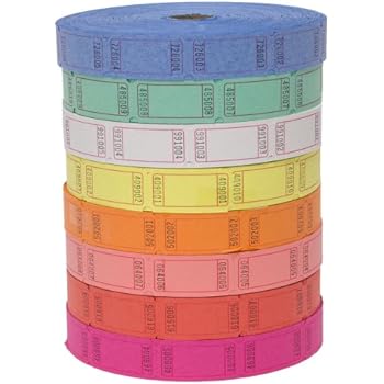 Amazon.com : 800 50/50 RAFFLE TICKETS 100 OF 8 DIFFERENT COLORS ...