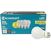 EcoSmart 60W Equivalent Soft White A19 Energy Star and Dimmable LED Light Bulb (4-Pack) - Amazon.com