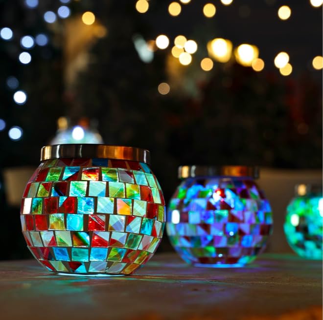 Cooo Heavy Solar Mosaic Lantern with RGB Color-Changing Light – Dual ...