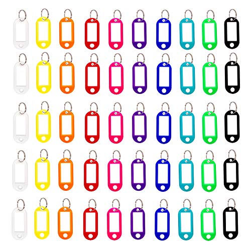 125 Pack Plastic Key Tags, 10 Colors Key Labels with Ring and Label ...