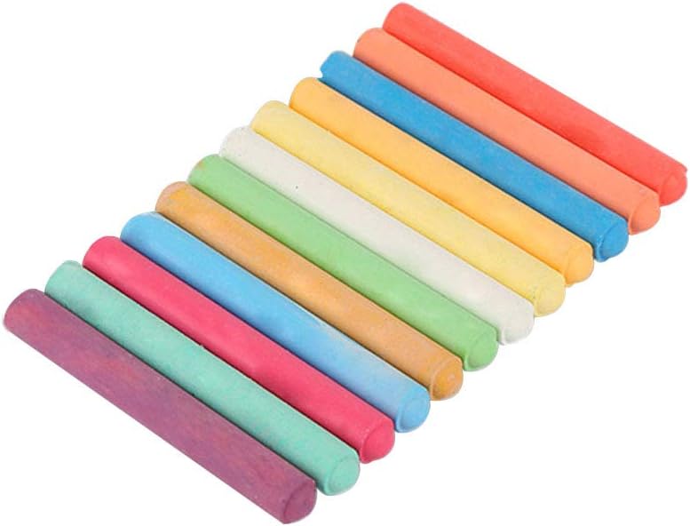Coloured Chalk, 12Packs Dustless Chal for Construction Paper Blackboard ...