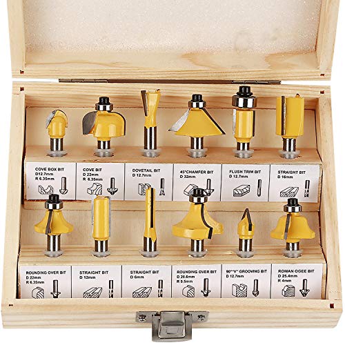 KINJOEK 12 Pieces 1/4 Inch Tungsten Carbide Tongue and Groove Router ...