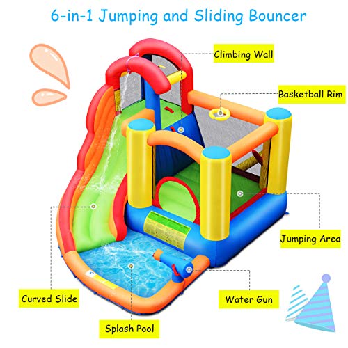 BOUNTECH Inflatable Water Slide Bounce House, 6 in 1 Multifunctional ...
