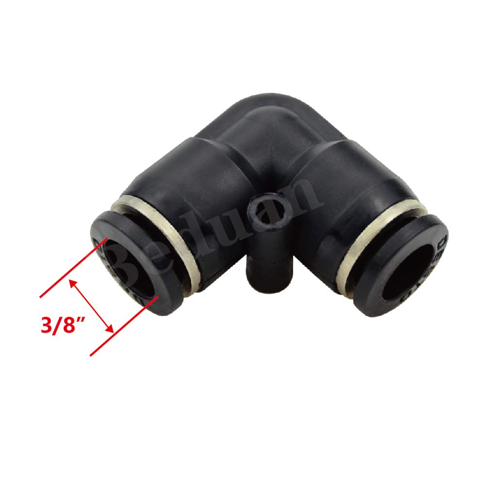 Beduan Push to Connect Fitting Elbow 3/8 Tube OD x 3/8“ Tube OD Pneumatic 90 Degree Elbow ...