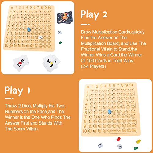 Multiplication Board Game Montessori,Wooden Board Game with Dice and ...