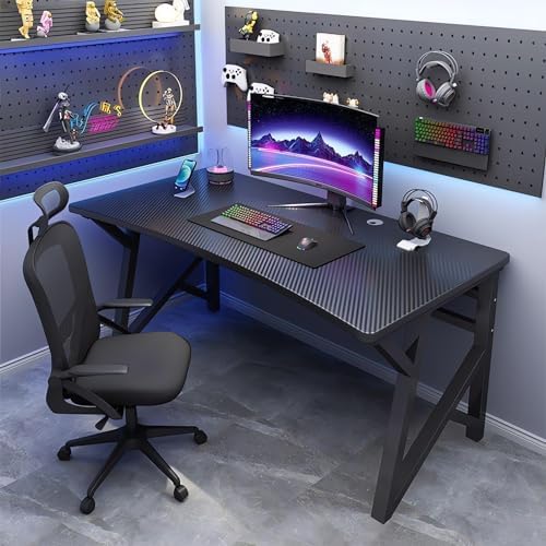 Wemart 100cm Gaming Desk with Carbon Fibre Surface Large Computer Desk ...