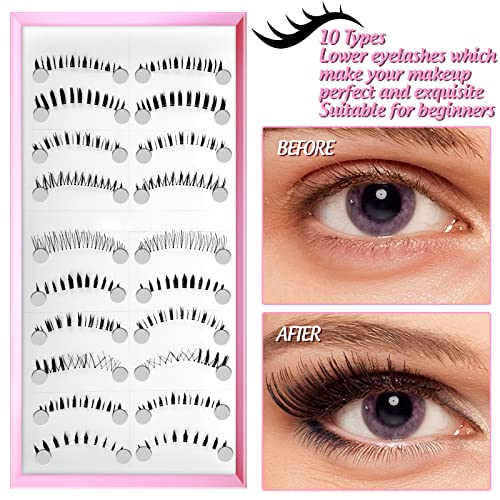 20 Pairs False Eyelashes, Top and Bottom Lashes Set, Wispy Mink Lashes ...