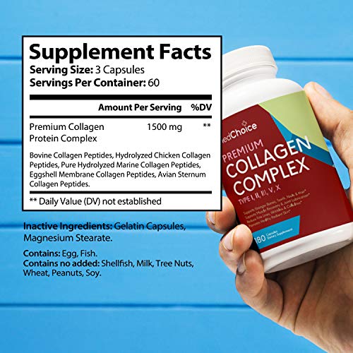 Premium Collagen Complex, 1500mg Multi Collagen Peptides, Vital ...