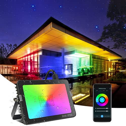 RGB Flood Lights Outdoor, Kavilo Color Changing LED Party Light APP ...
