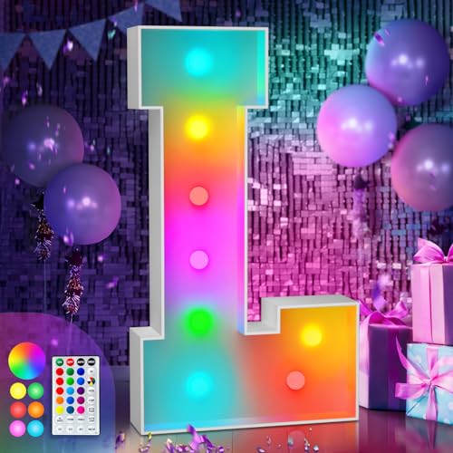 imprsv 3FT Colorful Marquee Light Up Letters L, 18 Colors Light Up ...