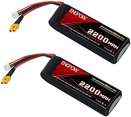 ENGPOW 【New Package】 7.4v 2200mah 25C Lipo Batteries for MJX Bugs 3 Force1 F100 Contixo F17 RC ...