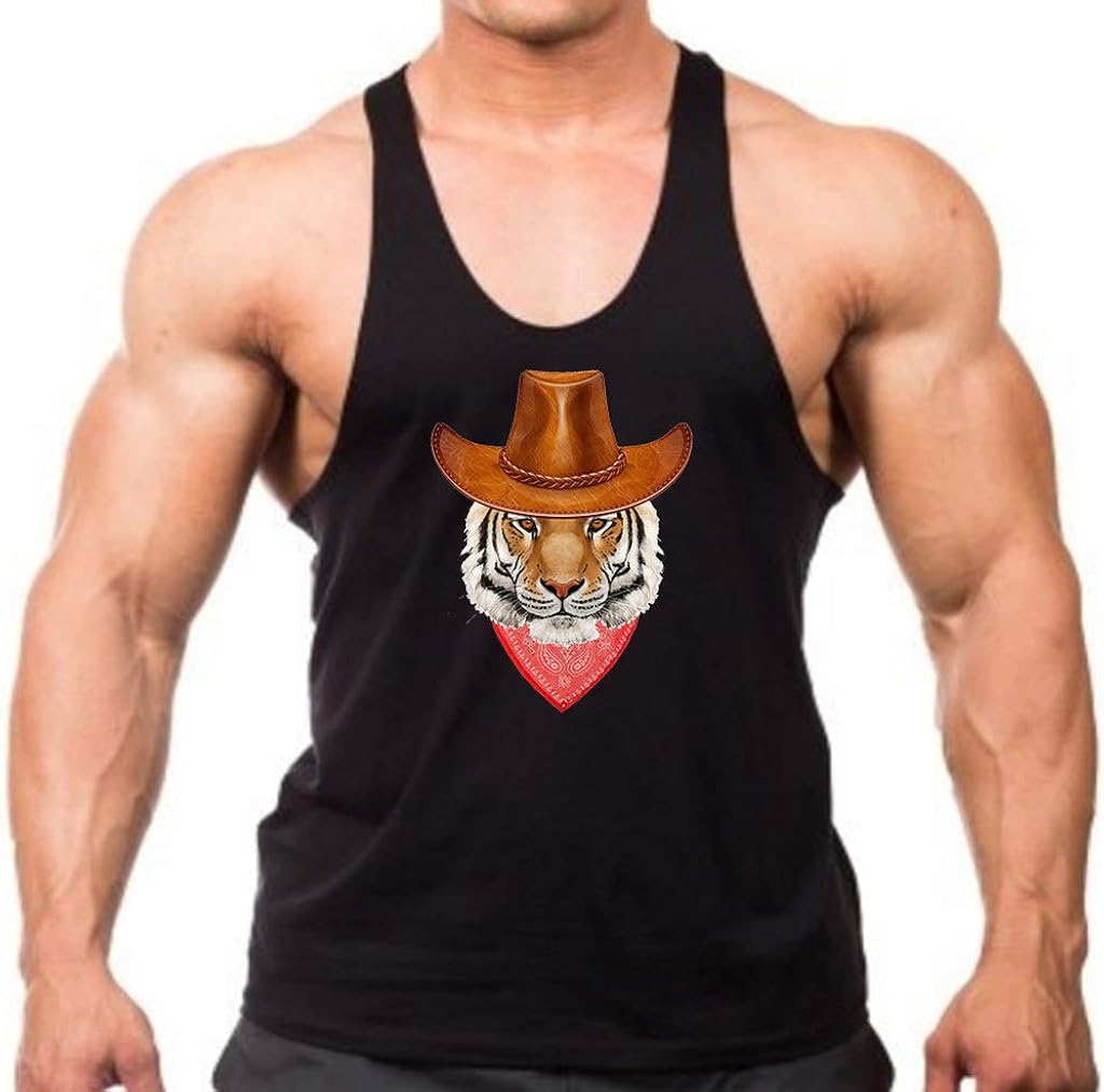 Amazon.com: Men's Cowboy Tiger KT B1288 Black Stringer Tank Top Black ...