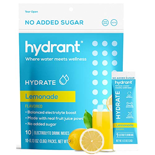 Hydrant Hydrate Lemonade No Added Sugar 10 Stick Packs, Electrolyte ...