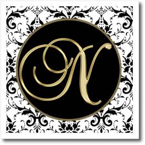 3dRose Fancy Monograms - Image of The Script Letter N in Black White ...