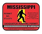 Bigfoot Gifts & Toys RDW Mississippi Sasquatch Hunting Permit - Color ...