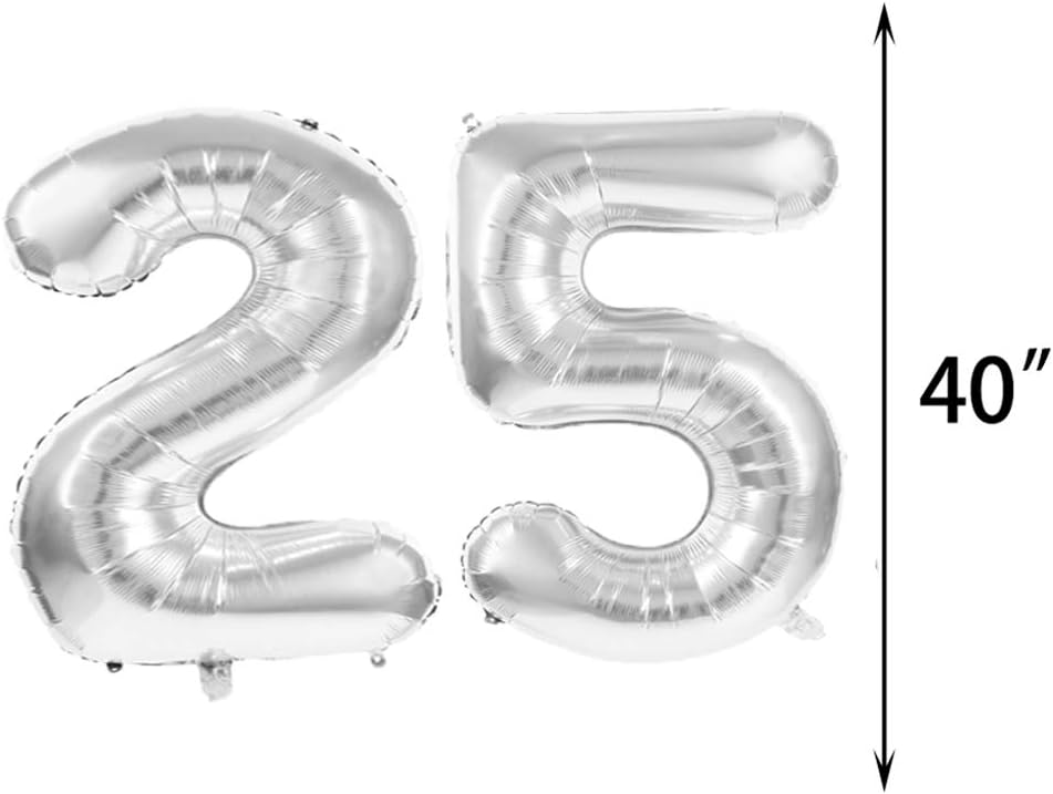 25th Birthday Decorations Party Supplies,25th Birthday Balloons Silver ...
