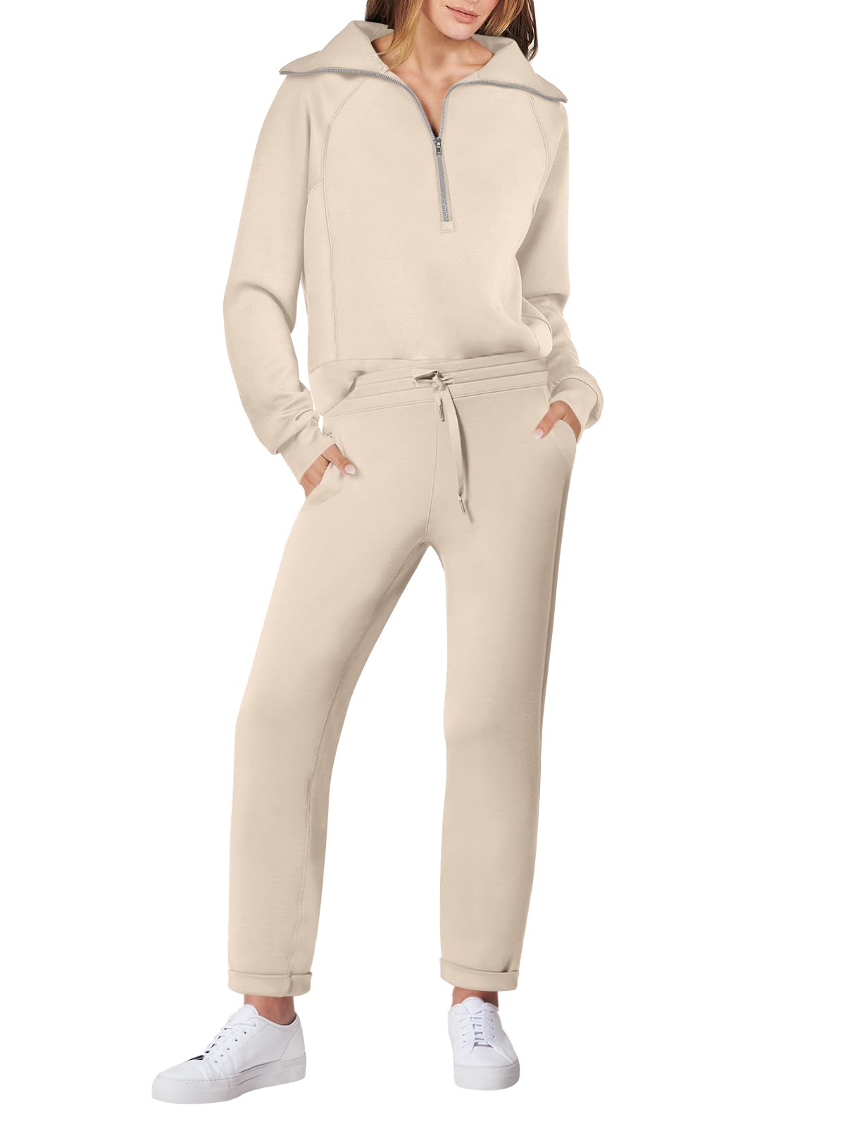 Prinbara Womens 2 Piece Outfits Sweatsuit Set 2024 Trendy Half Zip ...