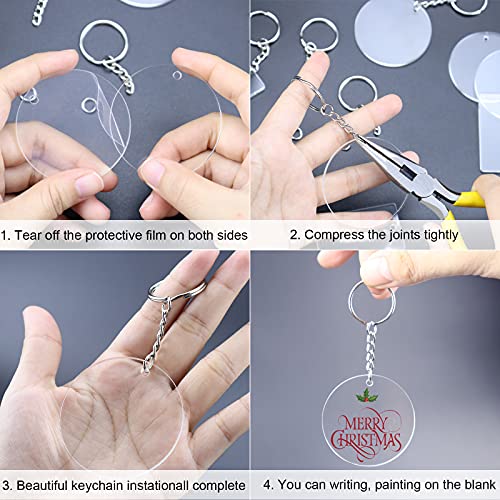 ArtCute 90 Pieces Clear Acrylic Keychain Blanks 2 Inch Round Acrylic ...