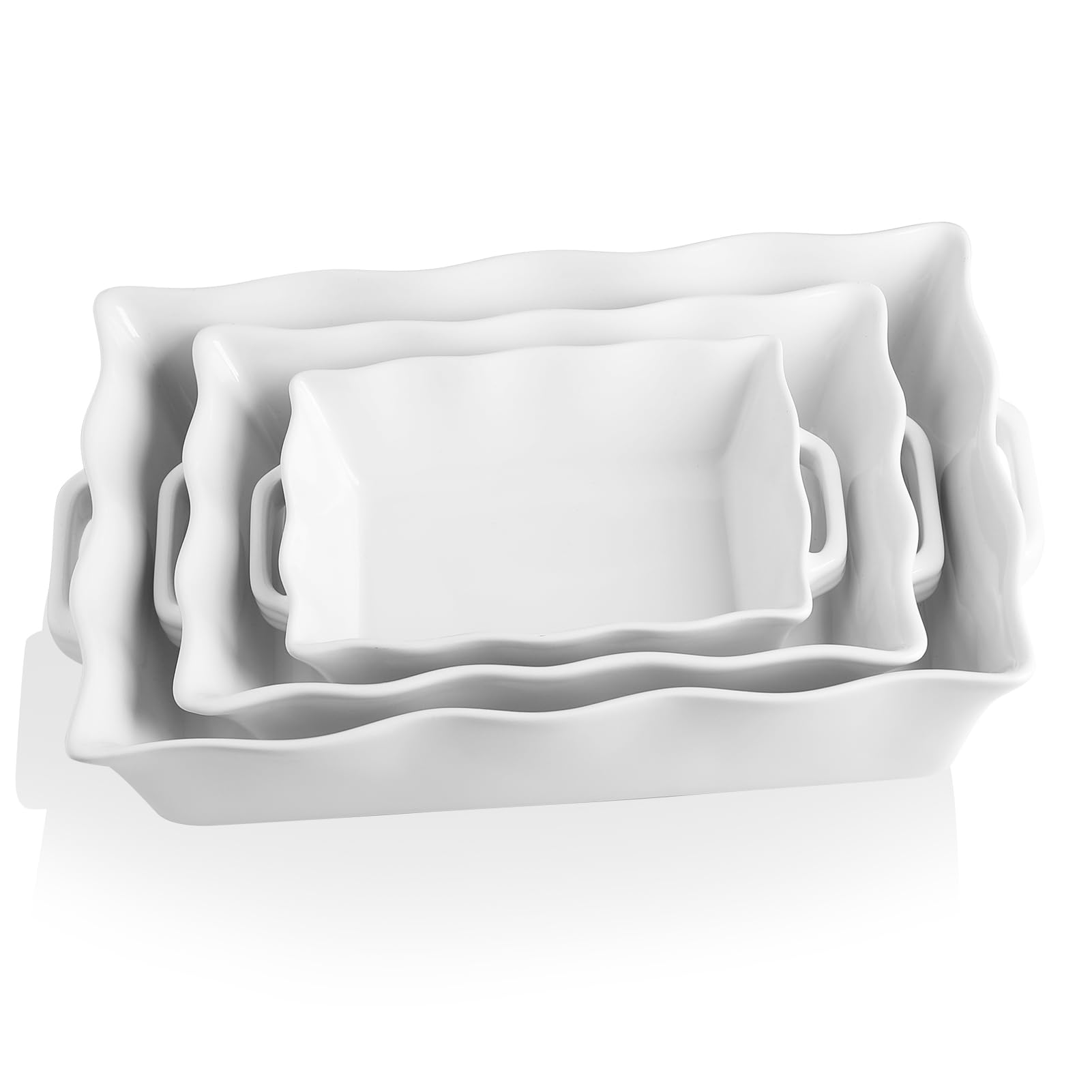 Sweejar Casserole Dishes for Oven, Ceramic Bakeware Set of 3 ...