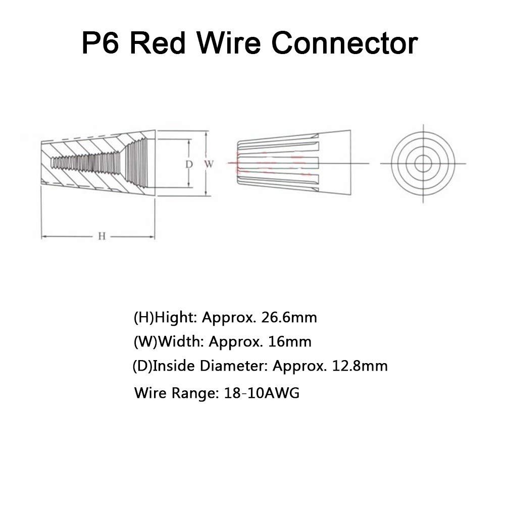 100Pcs P6 Waterproof Wire Connectors Terminal Cap Spring Helical ...