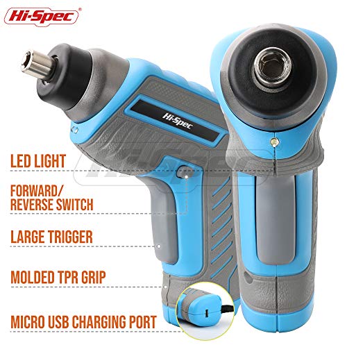 Hi-Spec 35pc Blue tool kit with 3.6V USB Electric Screwdriver and drill ...