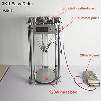 3KU Updated Metal Structure Delta 3D Printer one key leveling and ...