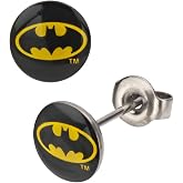 Amazon.com: DC Comics Batman Logo Stud Earrings: Clothing, Shoes & Jewelry