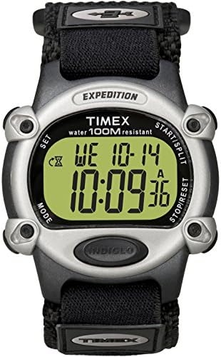 Timex Expedition Digital Chrono Alarm Timer 39mm Watch, Black/Silver-Tone Fast Wrap, One Size ...
