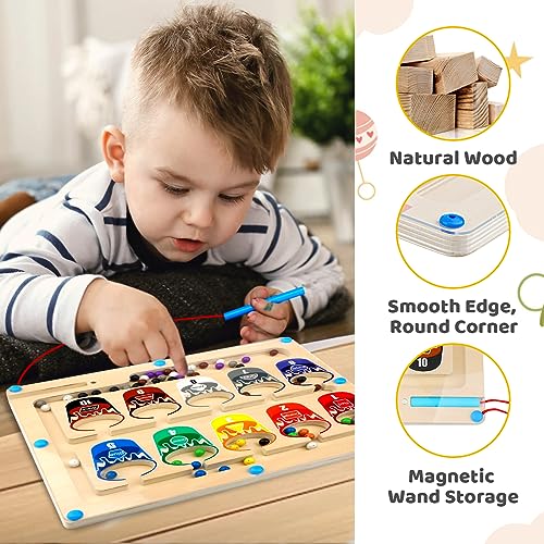 Magnetic Color and Number Maze - Wooden Magnet Board Puzzle Game ...