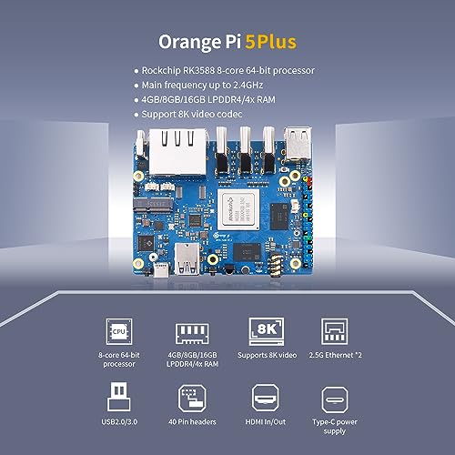 Orange Pi 5 Plus 16GB With 256GB EMMC Rockchip RK3588 8-Core 64-Bit Single Board Computer With ...
