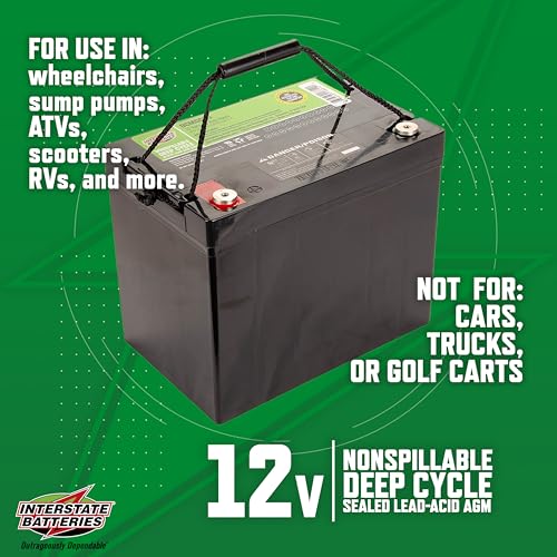 Interstate Batteries 12V 75Ah Deep Cycle Mobility Battery Group 24 VRLA ...