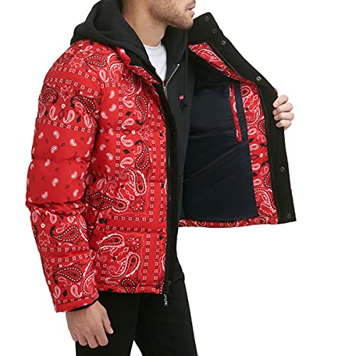 Levi's Men's Blue Bandana Bubble Puffer Mens Size Medium Quilted Red ...