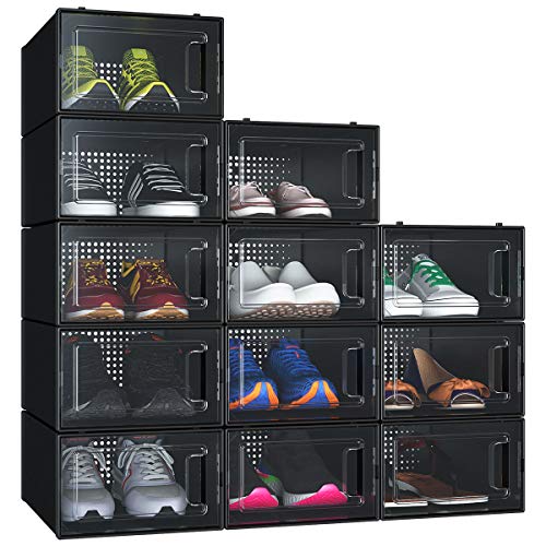 YITAHOME Shoe Box, Set of 12 Shoe Storage Organizers Heavy Duty ...