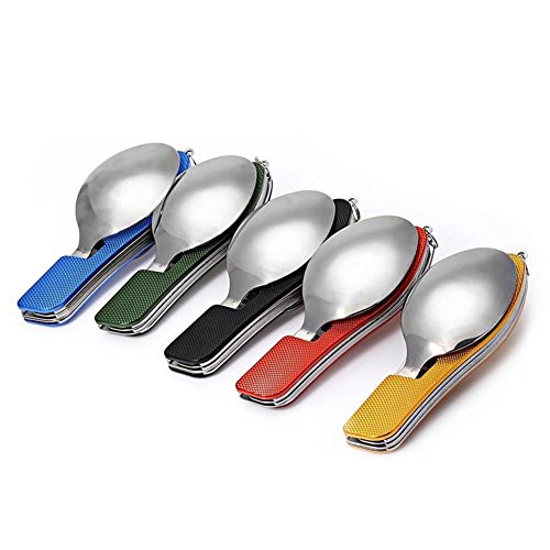 JMM 4-In-1 Camping Utensil Multifunction Stainless Steel Folding ...